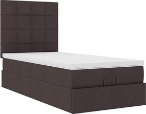 Osmanská postel s matrací &amp; LED tmavě hnědá 90x200 cm látka 3313978