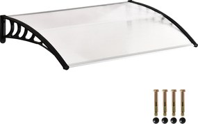 Stříška nad vchodové dveře Outsunny 90 x 150 cm z polykarbonátu, sklonová oblouková stříška s UV ochranou, ochrana proti slunci a dešti pro venkovní p