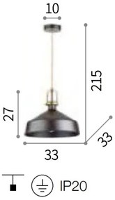 Ideal Lux Závěsné svítidlo ERIS- 2 SP1, Ø  33 Barva: Černá