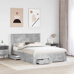 Rám postele s čelo Betonově šedá 140 x 190 cm Kompozitní dřevo 3409982