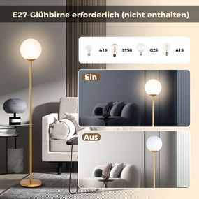 Costway Moderní stojací lampa 165 cm vysoká stojací lampa se skleněným stínidlem