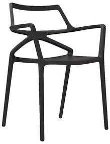 VONDOM Černá plastová jídelní židle DELTA s područkami