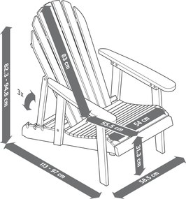 Tchibo - Zahradní křeslo Adirondack s výsuvnou podnožkou - barva: hnědá