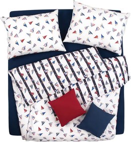 SCANquilt povlečení KLASIK DESIGN regata smetanovomodročervená 140 x 220/70 x 90 cm