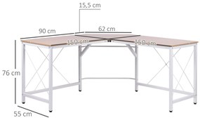 HOMCOM Psací stůl do tvaru písmene L Rohový psací stůl 150x150x76cm Rohový psací stůl z MDF v přírodní barvě pro domácí kancelář a pracovnu | Aosom.de