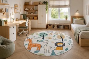 Dětský koberec protiskluzový BAMBINO 61570 krémový / zelený kruh