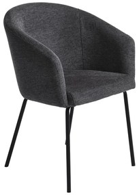 Tmavě šedé čalouněné jídelní křeslo s područkami Easton – Unique Furniture