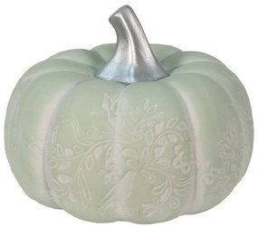 Dekorace zelená keramická dýně s ornamentem – 23x18 cm