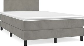 Box spring postel s matrací a LED světle šedá 120x190 cm samet 3270141