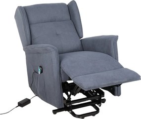 TV křeslo ušák RELIA s elektrickým polohováním — látka, šedá, nosnost 130 kg