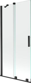 Mexen Velar, 2-křídlová posuvná vanová zástěna 90 x 150 cm, 8mm čiré sklo, černá matná, 896-090-000-01-70