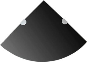 vidaXL Rohová police s chromovými podpěrami sklo 35x35 cm [243856] Barva: Černá