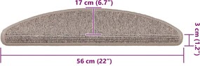 vidaXL Marketos Schodové rohože 15 ks 56 x 17 x 3 cm tmavě béžové, půlkulaté