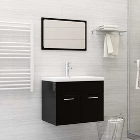 vidaXL 2dílný set koupelnového nábytku dřevotříska [804783] Barva: černá s vysokým leskem