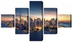 Vícedílný obraz Panorama Města New York Při Východu Slunce Nedostatek Nedostatek Plátno Canvas 150x90