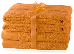 AmeliaHome - Sada bavlněných ručníků Oranžový hladké AMARI