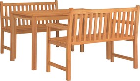 3dílný zahradní jídelní set masivní teakové dřevo 3157150