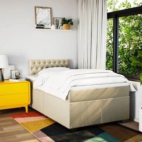 Box spring postel s matrací krémová 120x200 cm textil 3285867