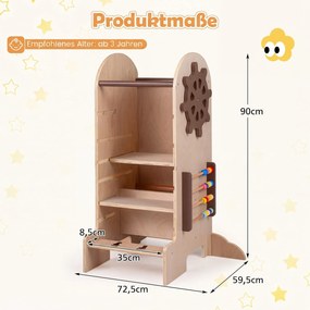 Costway 4 v 1 Dětská výuková věž se skluzavkou Montessori žebřík s křídovou