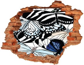 Wallmuralia Díra 3D foto tapeta nálepka Motýli a květiny 90x70 cm