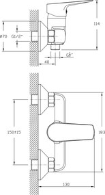 Aqualine Lotta LT611B sprchová baterie černá