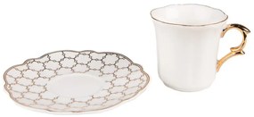 Bílý porcelánový šálek se vzorovaným podšálkem Tasse – 95 ml