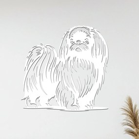 dřevo života Dřevěný obraz psa Pekingese Zvolte rozměr (cm): 60x58, Zvolte barvu dekoru: Bílá
