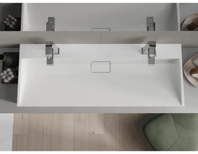 Mexen Ava, umyvadlo na desku z konglomerátu 2/O 120 x 46 cm, bílá, 23011202