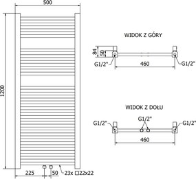 Mexen Pluton, elektrické topné těleso 1200x500 mm + topná tyč 600 W, zlatá lesklá, W106-1200-500-2600-50