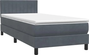 Box spring postel s matrací a LED tmavě šedá 80x220 cm samet 3317098