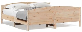 Rám postele s čelem 200 x 200 cm masivní borové dřevo,  3216161