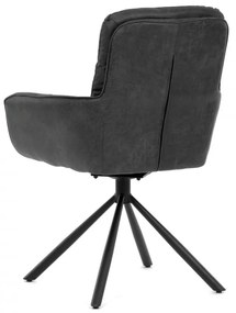 Jídelní židle šedá látka, otočný mechanismus P 90° + L90° s vratným mechanismem - funkce reset, černý kov DCH-356 GREY2