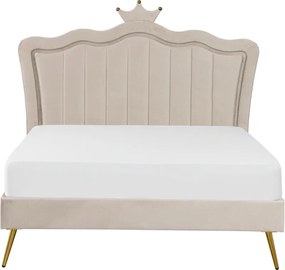 Postel s roštem, 140x200, béžová Velvet látka, RANIA Kondela 0000413725