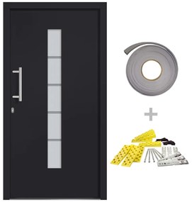 Vchodové dveře hliník a PVC antracitové 100 x 210 cm,  3056816