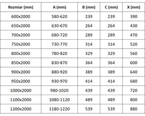 Mexen Exo, skládací sprchové dveře 75 cm, čiré sklo, zlatá, 816-075-000-50-00