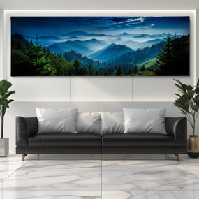 Obraz na plátně - Podvečerní pohoda v horském oparu FeelHappy.cz Velikost obrazu (šířka x výška): 210 x 70 cm