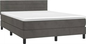 Box spring postel s matrací a LED tmavě šedá 140x200 cm samet 3134466