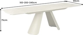 Rozkládací keramický jídelní stůl Belinda 160-240 cm béžový