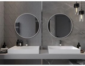 Mexen Loft, kulaté koupelnové zrcadlo 70 cm, barva rámu bílá, 9850-070-070-000-20