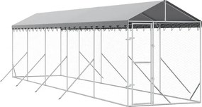 Venkovní psí kotec se střechou stříbrný 2 x 10 x 2,5 m ocel 3190484