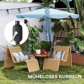 Kulatý slunečník Balkonový slunečník Plážový slunečník s trojitým naklápěním Klika 8 vzpěr Ø265 x 235H cm Nebesky modrý