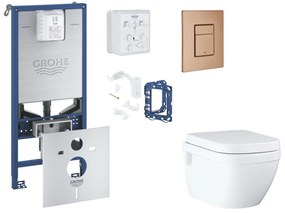 Grohe Rapid SLX - Set předstěnové instalace, klozetu, sedátka SoftClose, tlačítka Skate Cosmopolitan a sady pro vhazování tablet, kartáčovaný Warm Sunset SANI11BB4149