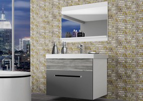 Koupelnový nábytek Belini šedý mat / šedý antracit Glamour Wood + umyvadlo + zrcadlo  ROD M 1/0/W/SRGW1/0/ZW