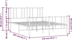 vidaXL Kovový rám postele s hlavovým a nožním čelem 120 x 200 cm [352545] Barva: Černá