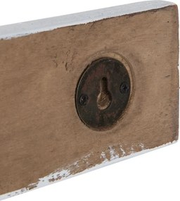 Bílý nástěnný věšák ve tvaru lyže s 5ti háčky - 102*10*6 cm