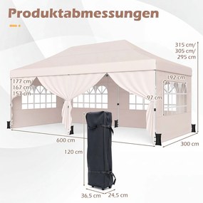 Costway Skládací pavilon s 4 bočními stěnami Výškově nastavitelný zahradní