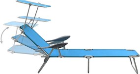 Zahradní lehátko se stříškou ocel modré 310336