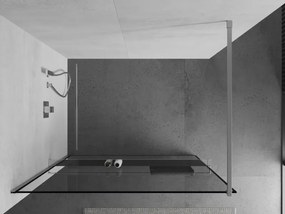 Mexen Kioto+, sprchová zástěna s poličkou a držákem na ručníky 110 x 200 cm, 8mm čiré sklo vzor černý rám, chromový profil, 800-110-121-01-70