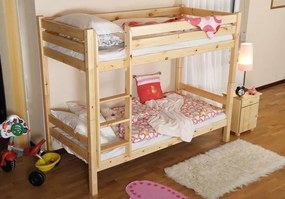 Dřevěná postel Patrová 90x200 + rošty ZDARMA (Barva dřeva: Olše)