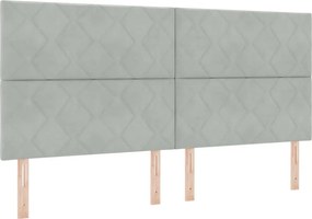 Postel s boxspringem s čelo Světle šedá 200 x 200 cm samet 3342080